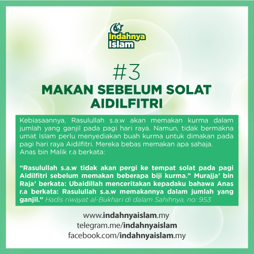 Infografik : Sunnah hari raya Aidilfitri - Indahnya Islam